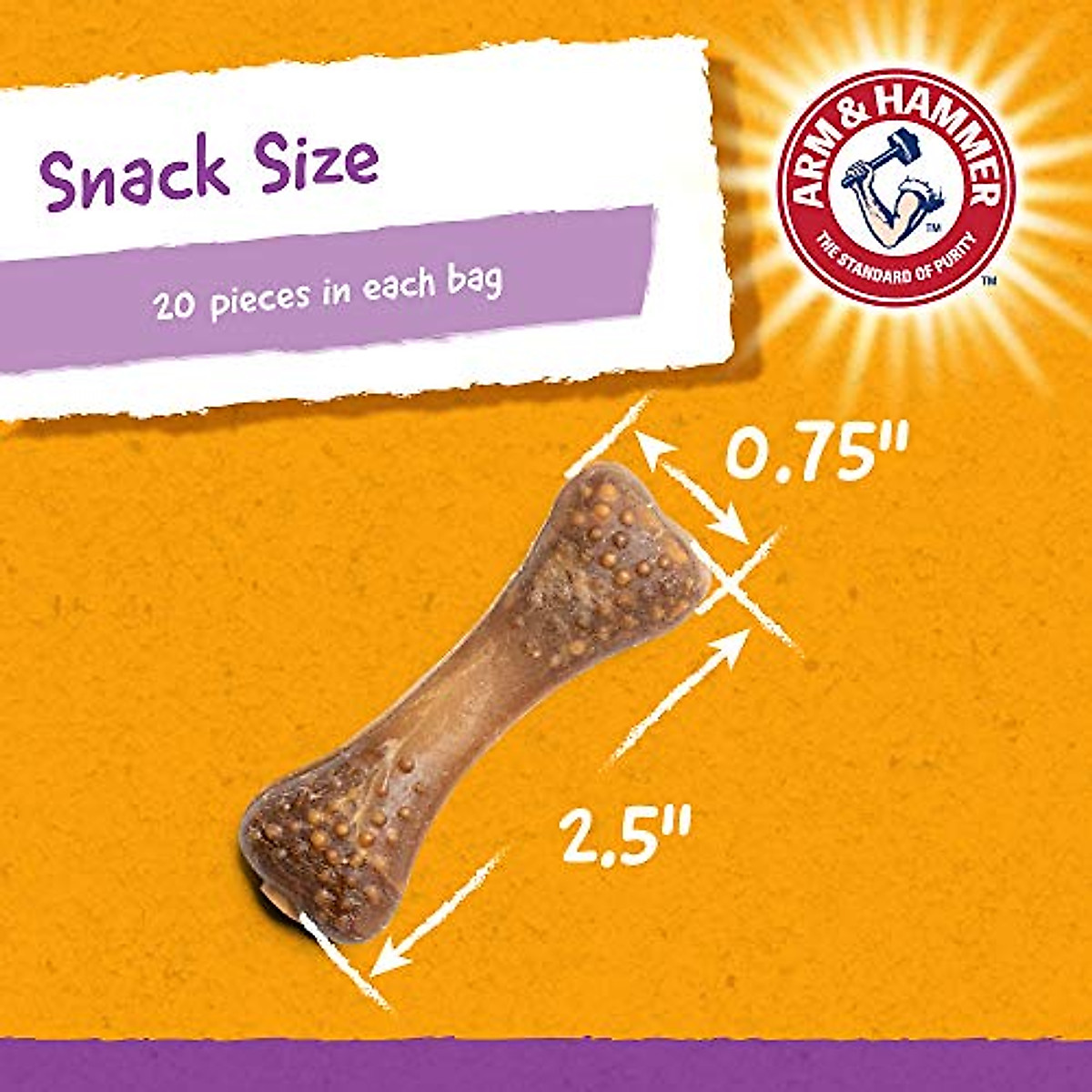 Arm & Hammer For Pets Nubbies Dental Treats for Dogs | Dental Chews Fight Bad Breath, Plaque & Tartar without Brushing | Baking Soda Enhanced Chicken Flavor Dog Treats, 20 Pcs (Packaging may vary)