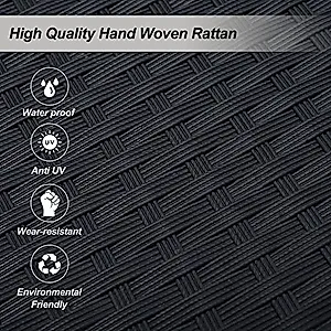 Patio 51.9” 2-Person Swing Chair,Outdoor Rattan Woven Hanging Seat with Adjustable Rope and Cushion,for Porch Lawn Garden Backyard Balconies (Black&b)