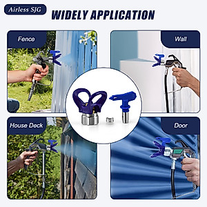 Airless Paint Spray Tip Set，6 Pieces Reversible Spray Tips and 2 Pieces Nozzle Seats with a Storage Box,Airless Paint Spray Parts for Home Building Garden Decks or Fences（211，315，417，515，517，523）