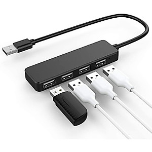 NAERSI® USB 2.0 Hub 4-Port Ultra Slim Portable USB Splitter for iMac Pro,MacBook Air,Mac Mini/Pro,Surface Pro,Notebook PC,Laptop,USB Flash Drives,and More