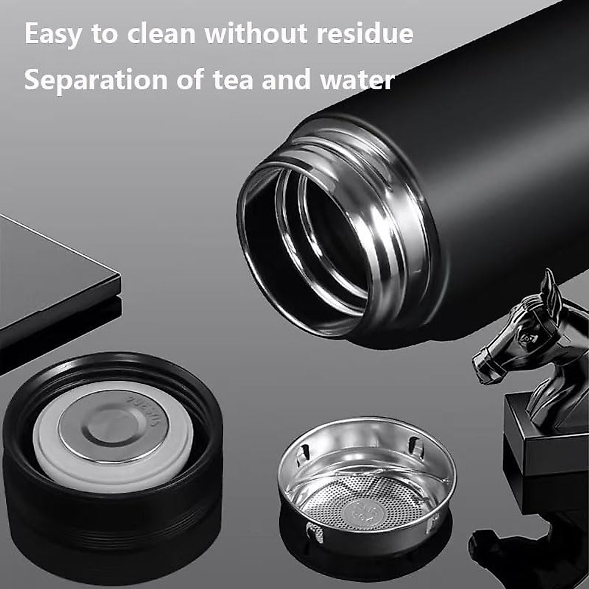 MADASD Insulated Coffee Cup for Tesla Model Y,Insulated Coffee Tumbler Stainless Steel to Go for Hot/Ice Coffee Tea with Seal Lid nsulated Beverage Containers,Black