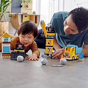LEGO DUPLO Construction Wrecking Ball Demolition 10932 Toy for Preschool Kids; Building and Imaginative Play with Construction Vehicles; Great Developmental Gift for Toddlers (56 Pieces)