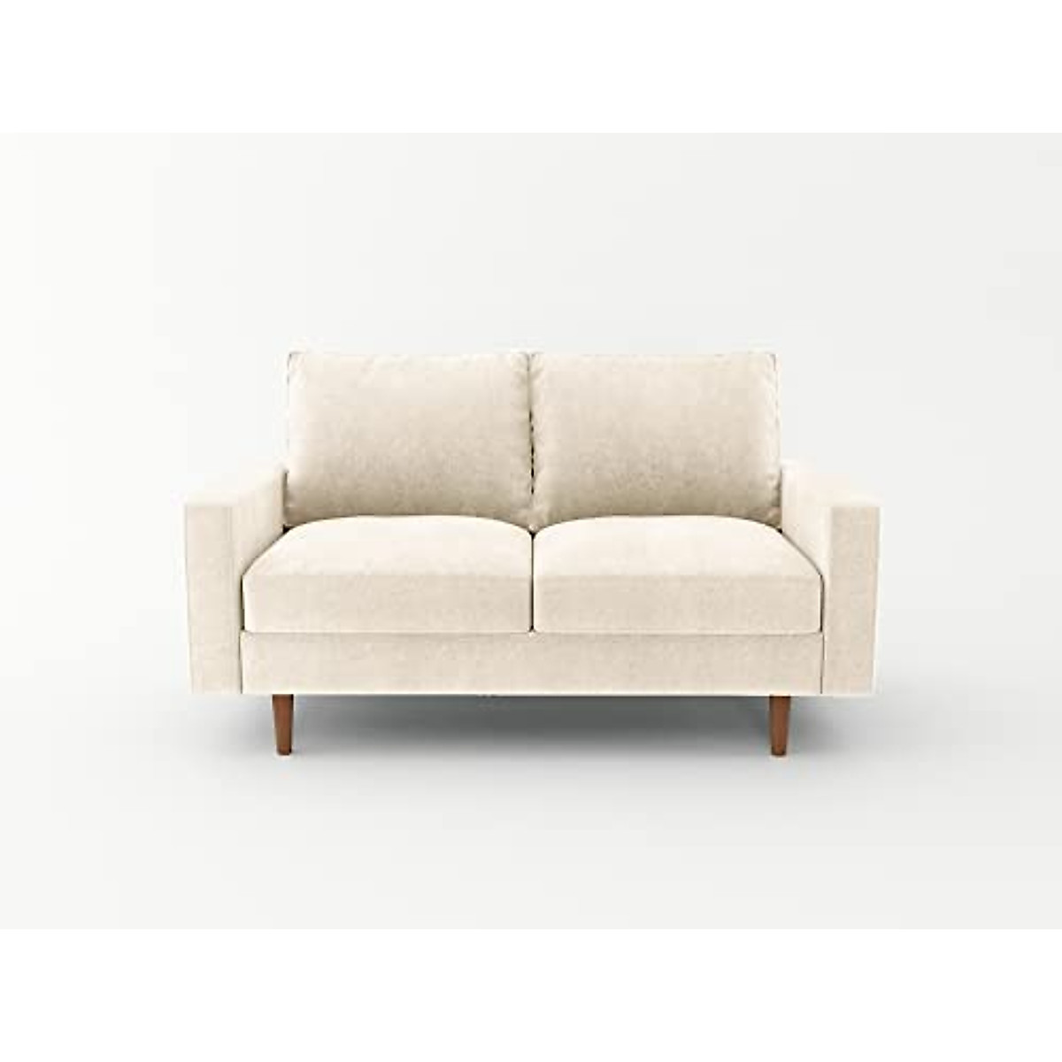 SILKIR 2-Person Loveseat Sofa Couch for Living Room | Perfect for: Apartment/Studio/Office & Small Space | Velvet Fabric | Fast and Easy Assembly | Warranty (Beige) Modern Contemporary Mid-Century