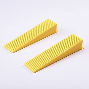 300 Pcs Reusable Leveling Wedges, Tile Leveling System Wedges For 1/8" spacers, 1/16" spacers, 1/32" spacers and Tile Leveling System Kit,for Tile Leveler Installation (300, Yellow)