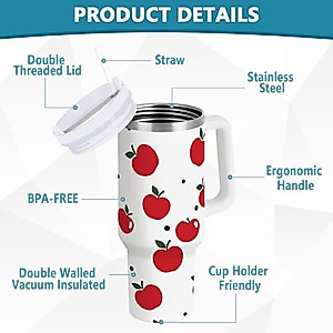 Cute Fruit Stainless Steel Vacuum Insulated Tumbler with Straw and Handle for Water, Insulated Tumbler Cups 30 OZ / 0.89 L