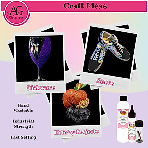 Art Institute Glitter Designer Dries Clear Adhesive Clear Glue Kit Bundle-3 Items 8oz,2oz and Metal Tip, Multicolored