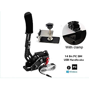 Anngo USB Handbrake PC Windows for Sim Racing Games G25 G27 G29 T500 FANATECOSW Dirt Rally +Clamp (Black Type 2)