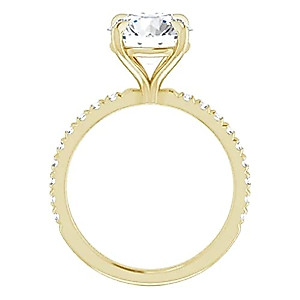 10K Solid Yellow Gold Handmade Engagement Ring 3 CT Round Cut Moissanite Diamond Solitaire Bridal Wedding Rings for Her Women Minimalist Anniversary Propose Gifts