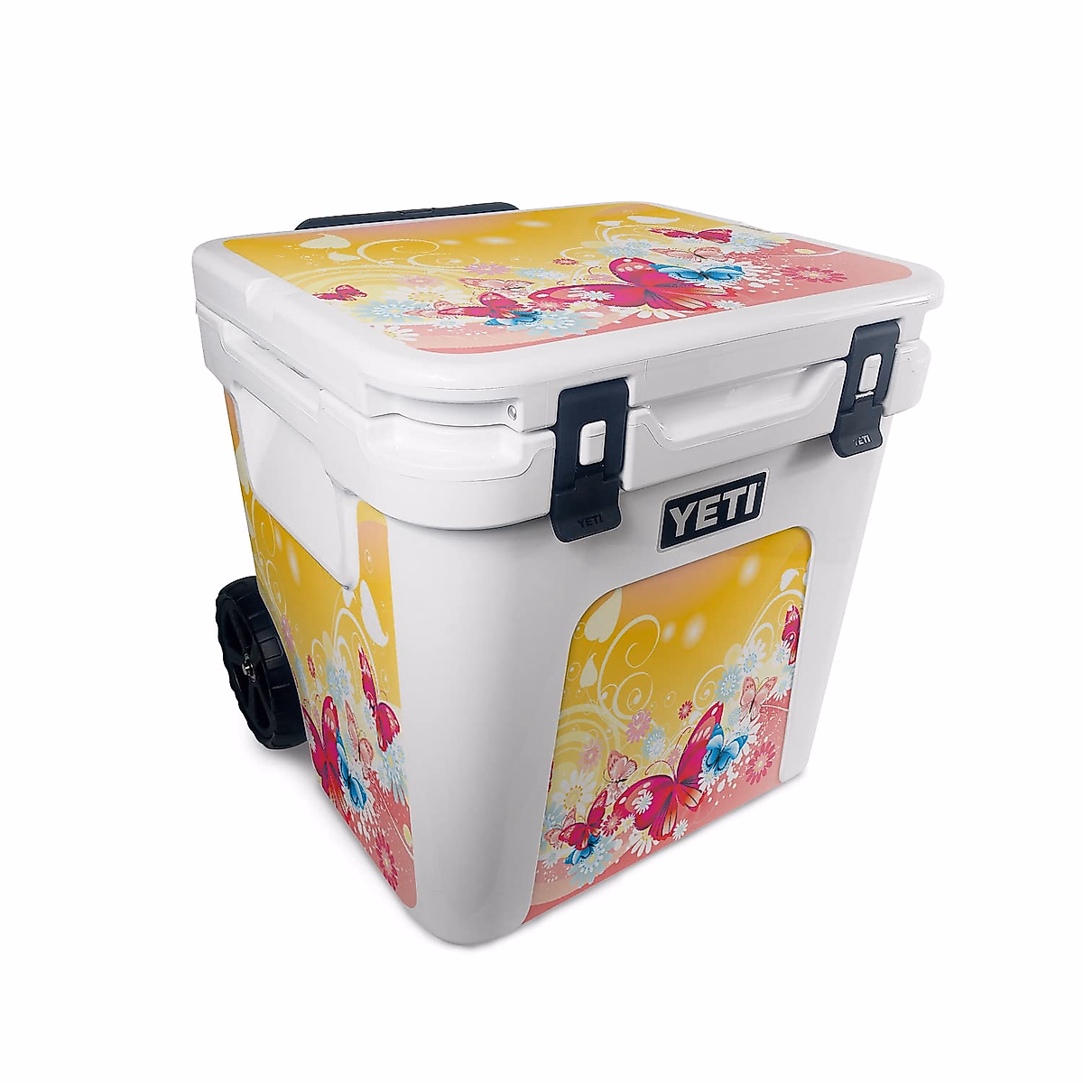 MightySkins Skin Compatible with Yeti Roadie 48 Wheeled Cooler - Floral Butterfly | Protective, Durable, and Unique Vinyl Decal wrap Cover | Easy to Apply, Remove, and Change Styles | Made in The USA