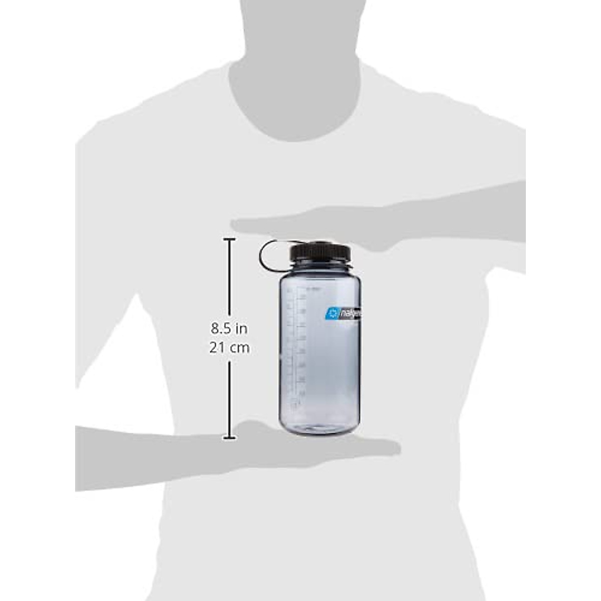 Nalgene Sustain Tritan BPA-Free Water Bottle Made with Material Derived From 50% Plastic Waste (using ISCC certified mass balance), 32 OZ, Wide Mouth, Gray w/ Black Lid