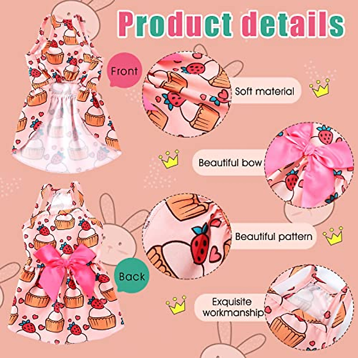 6 Pieces Puppy Dog Dress Pet Bowknot Princess Dress Puppy Floral Vest Skirt Pet Summer Dress Dog Cute Rosette Sundress Apparel for Small Dog Cat Pet (S (3-5lbs), Cute Style)