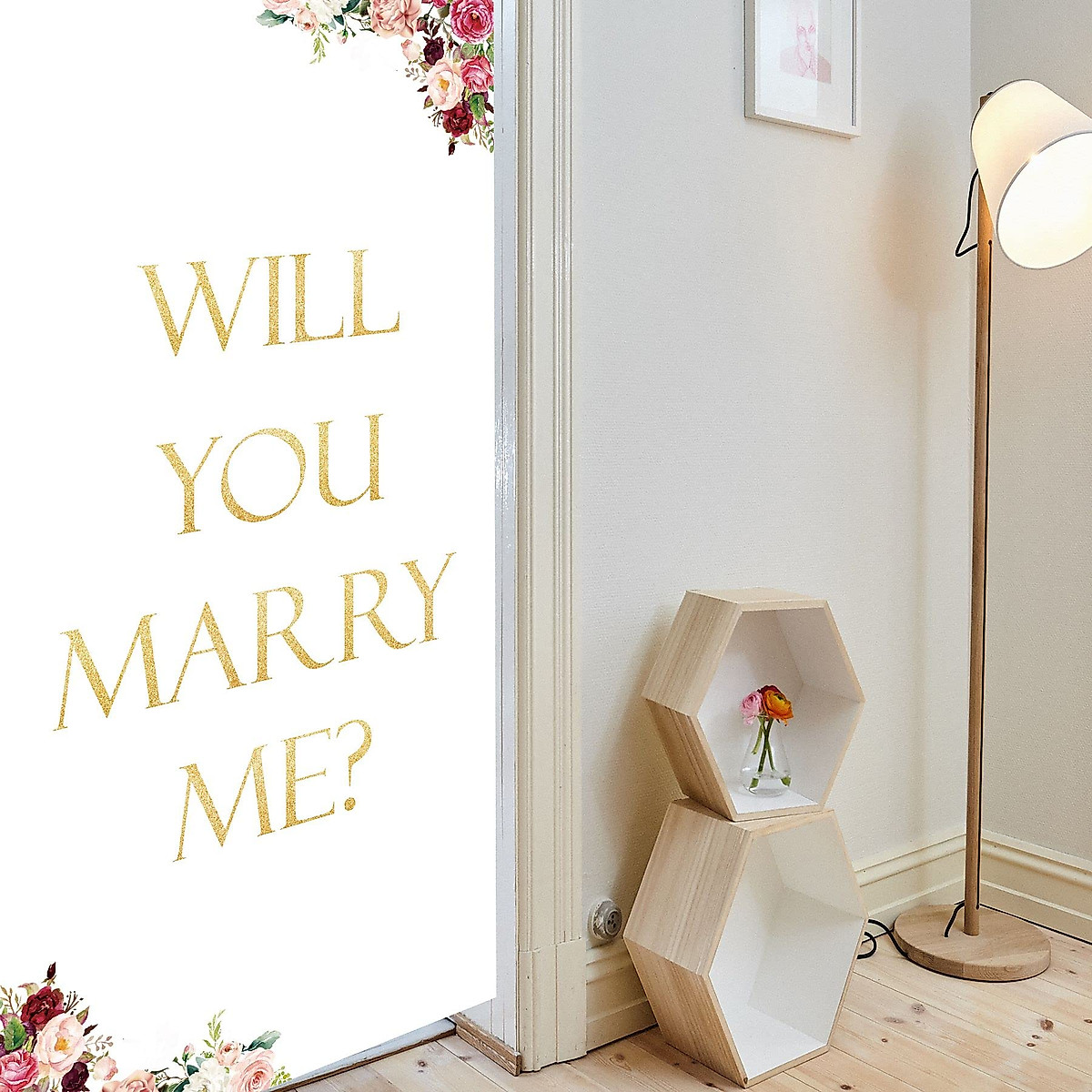 Will You Marry Me Door Banner Decorations, Bridal Shower Party Door Cover Sign Decorations Supplies, Wedding Engagement Party Photo Booth Props Backdrop Poster Background