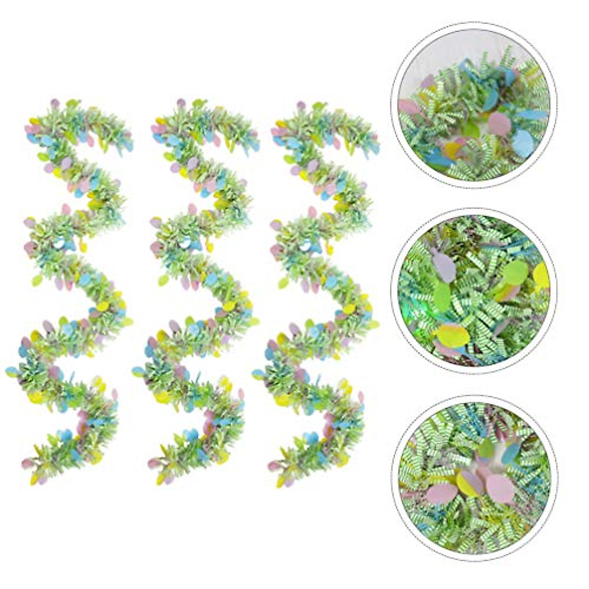 VALICLUD 3PCS Easter Party Tinsel Garland DecorationShiny Hanging Twist Tinsel Ornaments for Easter Birthday New Year Hanging Decorations
