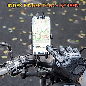 ROCKBROS Mountain Bike Gloves Dirt Bike Gloves Motorcycle Cycling Gloves with 6MM Gel Pad Touch Screen Knuckle Protection Gloves for BMX MX ATV MTB Racing Black-M