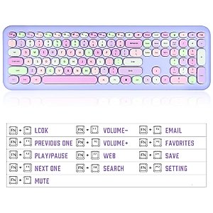 Dedeo Wireless Keyboard and Mouse Combo,USB Purple 110 Keys Compact Full Size Colorful Keyboard and Mouse Set, 2.4Ghz Noise-reducing Ultra-Quiet Keys, Ultra-Thin，for Windows, PC, Laptop, Desktop