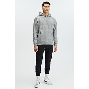 Fabletics Men's The Postgame Hoodie, Sport, Sweatshirt, Pullover, External Pocket, Cozy Fleece, S, Grey Heather