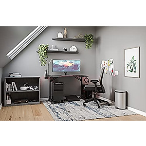 Safco Products Ultimate Computer Gaming Desk, with Under Desk LED Lighting, Cup Holder, Headphone Hook. 47.2 W x 23.6 D x 29.5 H