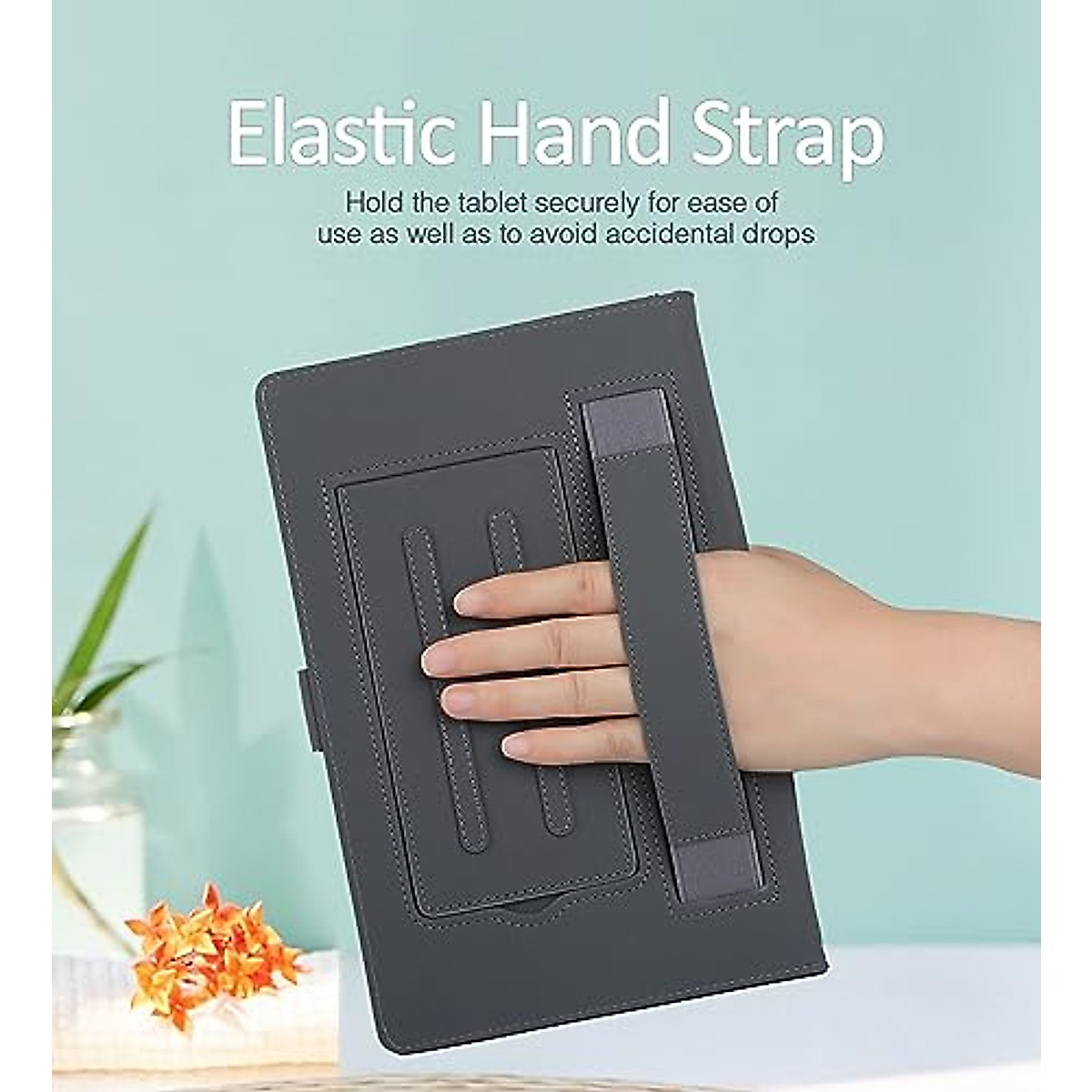 Anpredo Case for Galaxy Tab A8 10.5 Inch 2022, Hand Strap, Card Slots, Business Folio Stand Protective Smart Cover for Samsung A8 Tablet Model SM-X200/X205/X207, Black