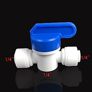 XINWOO OD Tube Quick Connector, 1/4" Shut Off Valve Switch Reverse Osmosis System Water Purifier Fitting,10 Pcs
