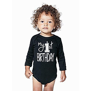 Reaxion Handmade Cute Baby Boy My 1st Birthday First Party Outfit Bodysuits (12 Months, Candle White Royal LS)