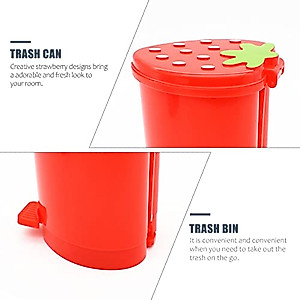 NUOBESTY Mini Heart Desktop Strawberry Desk Trash can Desktop Trash can car Trash cans Trash Can: Push
