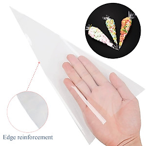 100 Pcs Cone Shaped Bags 7.1" X 14.6" Clear Cone Bags Popcorn Cone Bags for Treat Candy with 100 Twist Ties