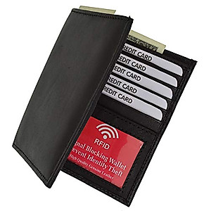 Marshal RFID Men's Genuine Leather European Bifold Wallet Slim Hipster 2 Windows Bk