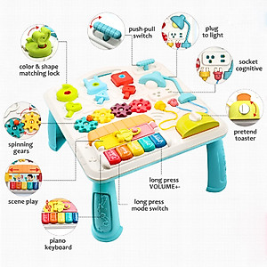 BAYMI Busy Board Activity Table Baby Musical Toy with Lights and Melodies, Great Toddler Toy Gift for 1 2 3 Year Old Boys & Girls (Classic Stem Version)