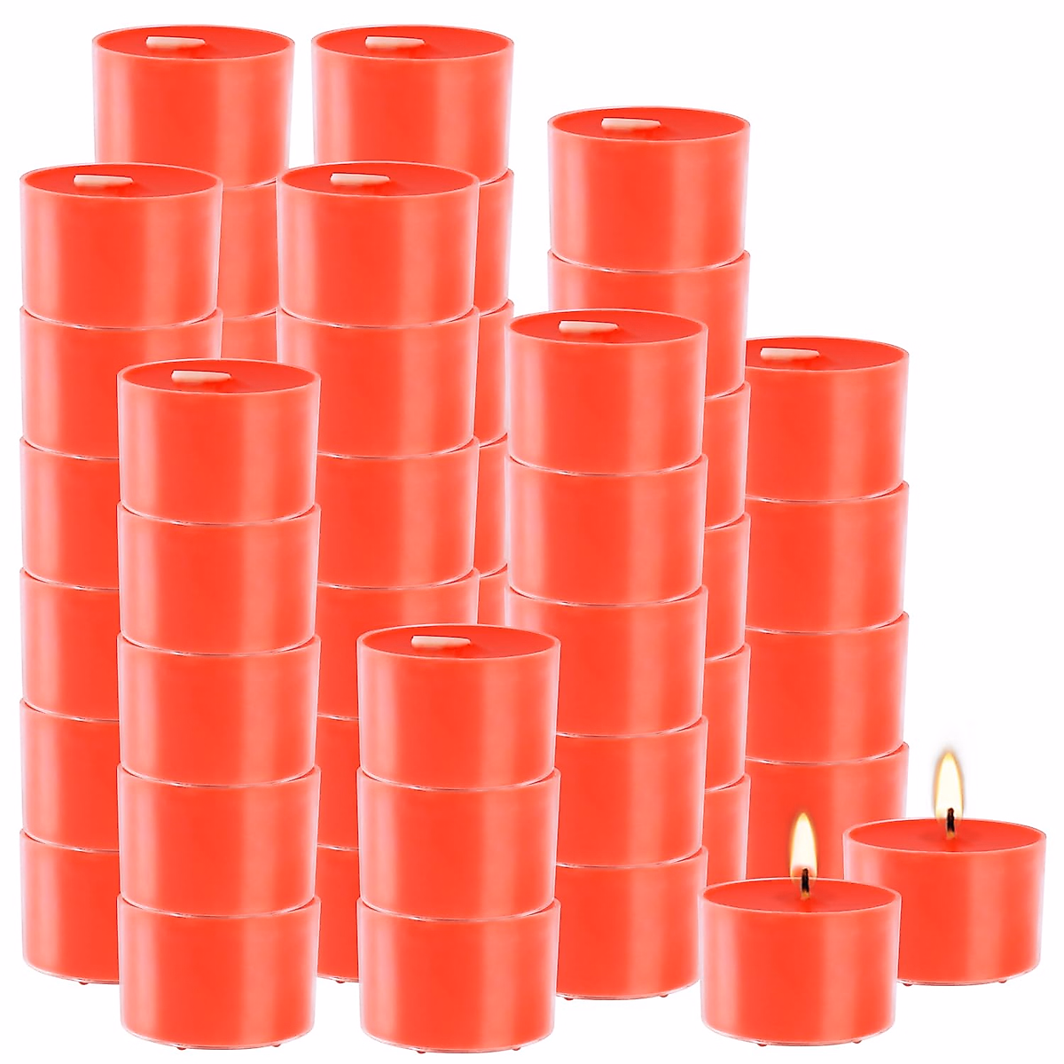 Clear Cup Tea Light Candles - Red - Box of 50 - Apple Scented Tealight Candles - Long Burning Time of 8 Hours - Great for All Events