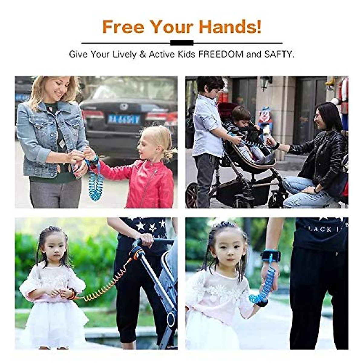 GUAGLL Anti Lost Wrist Link, Outdoors Safety Wrist Link Rope For Toddlers, Babies and Kids