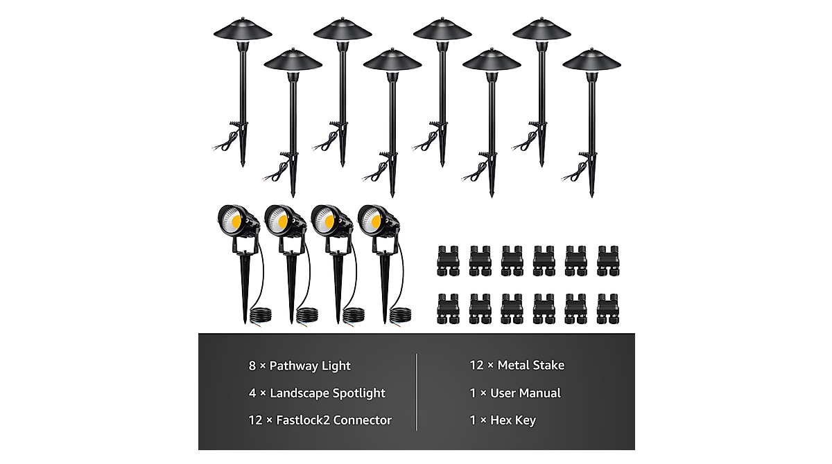 SUNVIE LED Landscape Lights - 12 Pack for Your Yard