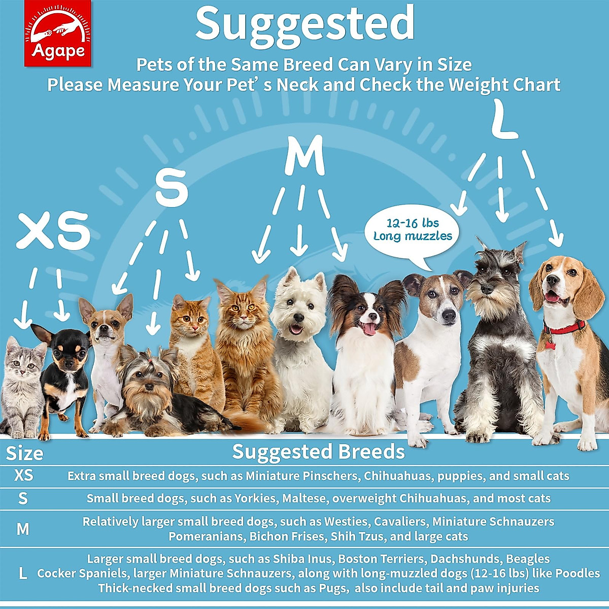 Agape Soft Dog Cone for Small Dogs & Cats, Comfy Dog Recovery Collar After Surgery, Adjustable E Collar Alternative to Stop Licking, Protective Elizabethan Collar for Pup&Kitty, Comfortable Dog Cones