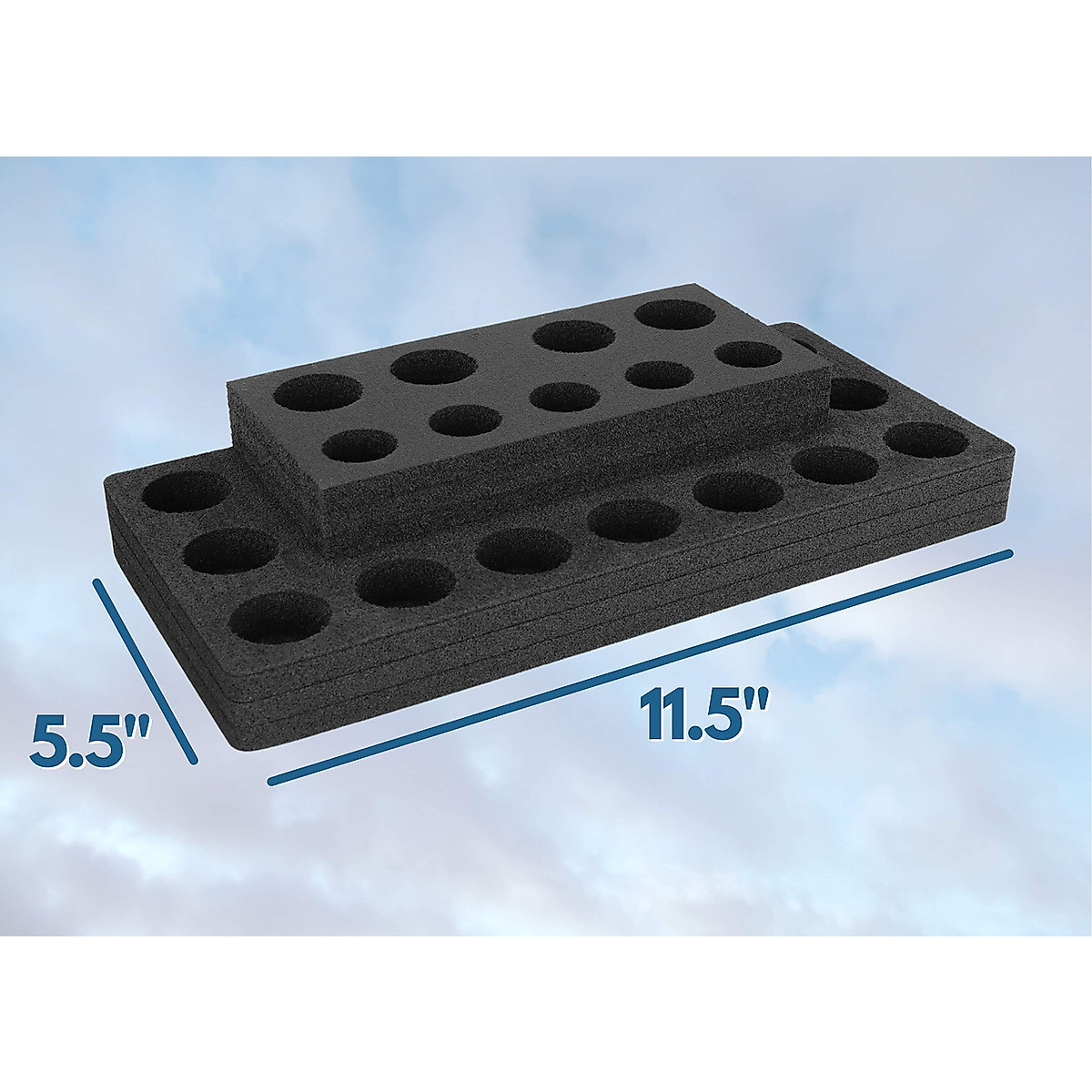 Polar Whale Essential Oil Storage Organizer 2 Tier Display Rack for Home Bathroom Bedroom Office Elegant Modern Durable Black Foam Washable Waterproof Holds 15 (5ml to 15ml) and 5 (5ml) Bottles