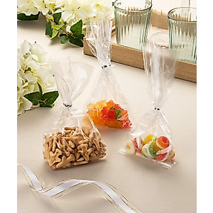 XLSFPY 100PCS Clear Cellophane Bags, 5x7 Small Treat Bags with Ties, Cake Pop Bags, Candy Bags, Goodie Bags, Rice Crispy Treat Bags, Clear Bags for Favors Birthday Party (5'' x 7'')