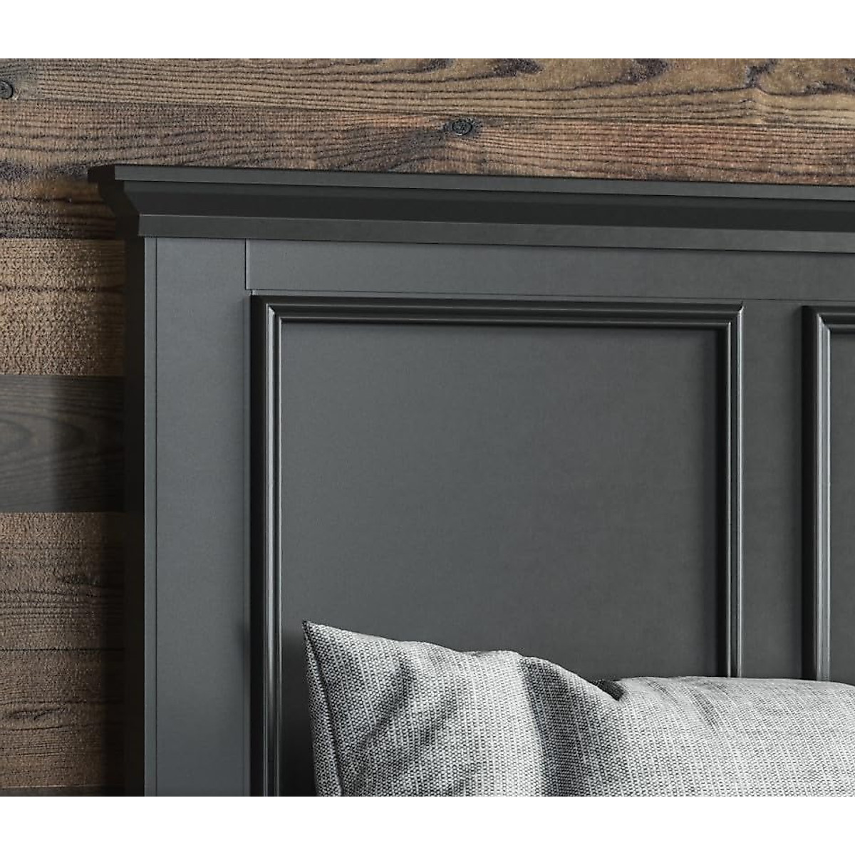Home Styles Bedford Black Queen Headboard with Raised Panels, Picture Frame Moldings, and Clear Coat Finish