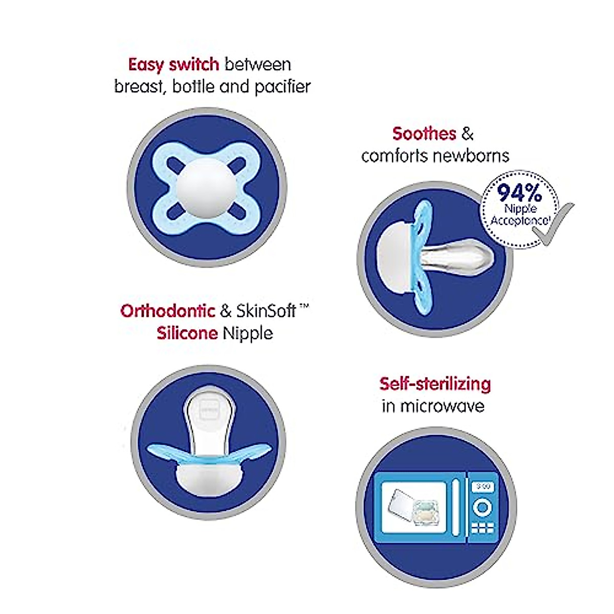 MAM Start Newborn Girl Pacifiers, Best for Breastfed Babies, Blue,3 Count (Pack of 1)