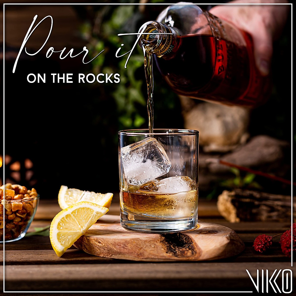 Vikko Whiskey Glasses, 10.25 Oz Scotch Glasses, Set of 6 Old Fashioned Glasses, Crystal Clear Bar Glass, Sturdy Base