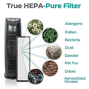 Alen T500 Air Purifier, Quiet Air Flow for Large Rooms, 500 SqFt, Portable Air Cleaner for Allergens, Dust, Pollen, Pet Dander, in Black