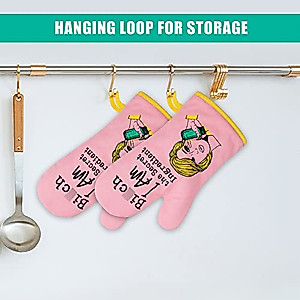Miracu Oven Mitt, Funny Kitchen Cooking Oven Mitts - Pink Kitchen Accessories, Housewarming Gifts for Women, House Warming Gifts New Home House - Fun Birthday Baking Gifts for Women, Wife, Mom, Her
