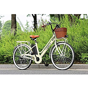 NAKTO 350W Electric Bike 26" Commuting E-Bike 6 Speed Electric Bikes for Adults City Ebike for Women High Speed Electric Bikes with 36V 12AH Removable Battery
