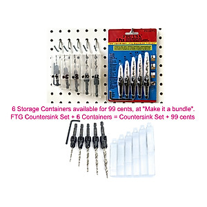 FTG USA Adjustable Wood Countersink Drill Bit Set 5 Pc Countersink Drill Bit #4#6#8#10#12 Tapered Drill Bits for Woodworking