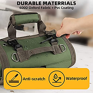 UUP Tool Roll Bag, Roll Up Tool Bag with Detachable Pouches, Heavy Duty Wrench Roll Tool Organizer with 11 Pockets, Canvas Tool Bag for Motorcycle, Mechanic, Electrician, Woodworker & Hobbyist