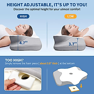 Muzsoul Cervical Pillow for Neck & Shoulder Pain Relief Sleeping - Ergonomic Memory Foam Pillow Orthopedic Neck Support Pillows for Side Sleepers with Breathable Pillowcase