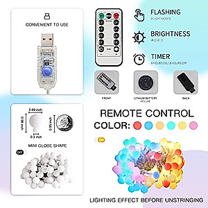 suddus Globe String Lights Bedroom, 100 Led Fairy Lights Plug in, Indoor String Lights for Classroom, Dorm, Birthday, Backyard, Patio, Garden, Party, Living Room, Pastel Color