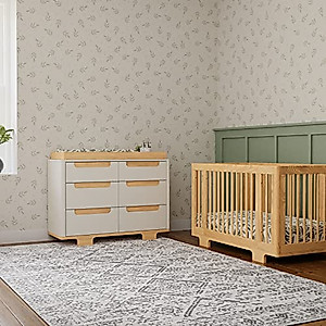 babyletto Yuzu 6-Drawer Dresser in White and Natural, Greenguard Gold Certified
