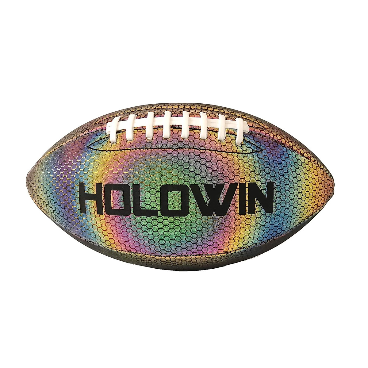 HW HOLOWIN Holographic Luminous Light Up Reflective Football for Night Games & Training, Glowing in The Dark, Great American Football Gifts for Men (Black, Official (Size 9))