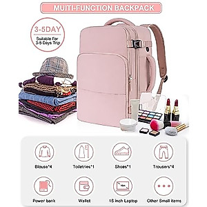 Beraliy Travel Backpack, Airline Approved Personal Item Bag, Carry On Backpack for Women,Lightweight Weekender Bag, Laptop Backpack Hiking Business Casual Daypack, Pink