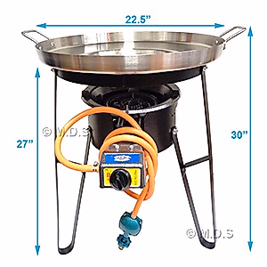 Comal Concave Stainless Steel 22" Set w/Propane Burner & Heavy Duty Stand M. D. S. Cuisine Cookwares