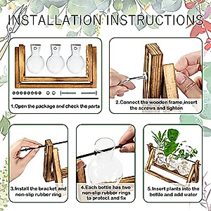 Waytoeast Plant Propagation Stations, Desktop Air Plant Terrarium with Wooden Stand Propagation Planters Glass for Hydroponics Plants Office Home Gardening Gifts for Women - 3 Bulb Vase