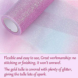 AUEAR, 2 Pack Total 60 Feet x 6inch Glitter Tulle Netting Rolls for Table Runner Chair Sash Bow Wedding Unicorn Party Pet Tutu Skirt Sewing Crafting Fabric Birthday Gift Ribbon (Rainbow Pack)